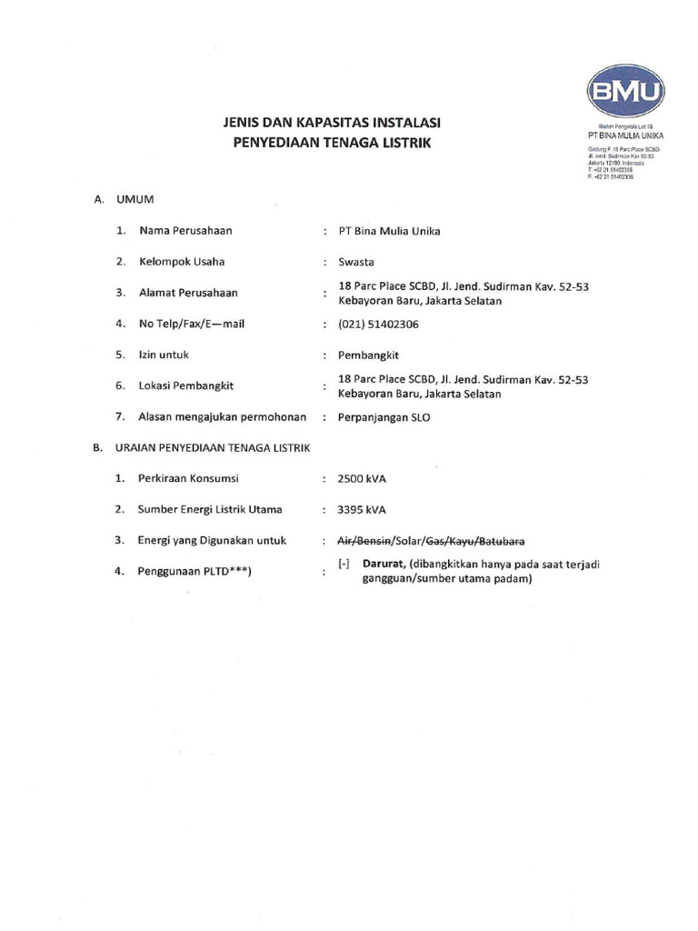 Lampiran II Permohoan IUPTLS PT BMU | PDF