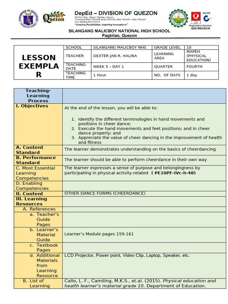 Lesson Exemplar COT-2 2022 | PDF