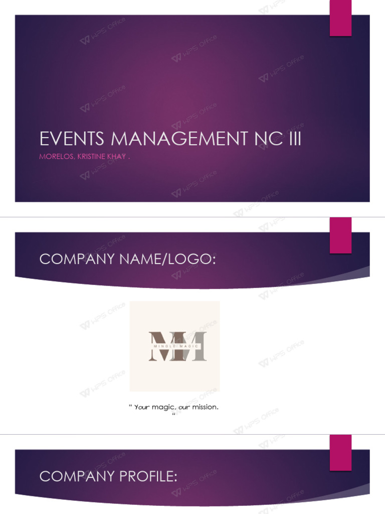 Events Management NC III - PPTX Morelos Khay | PDF