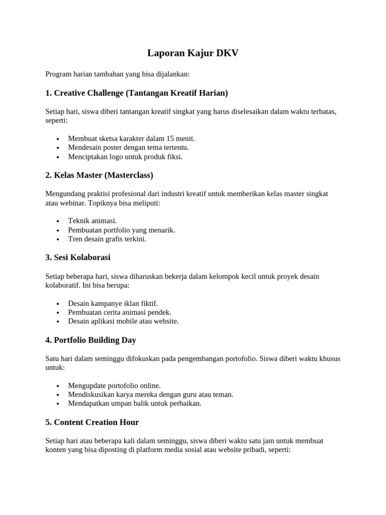 Laporan Kajur DKV | PDF