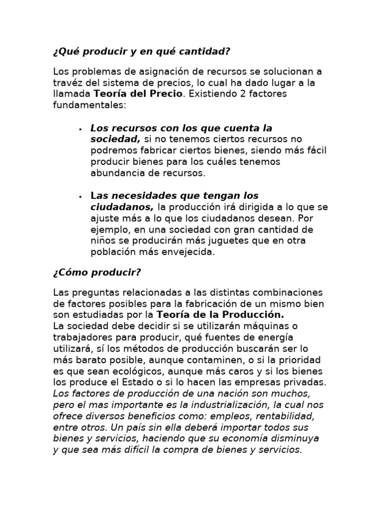 Qué producir y en qué cantidad | PDF