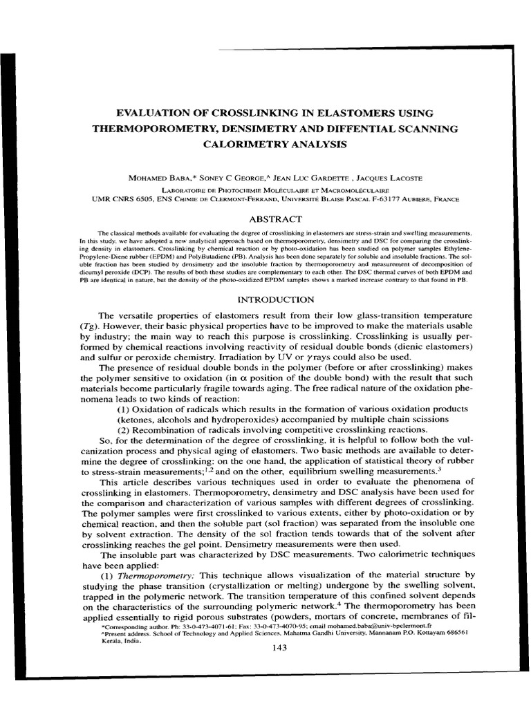 Determiner Crosslinking by Thermal | PDF