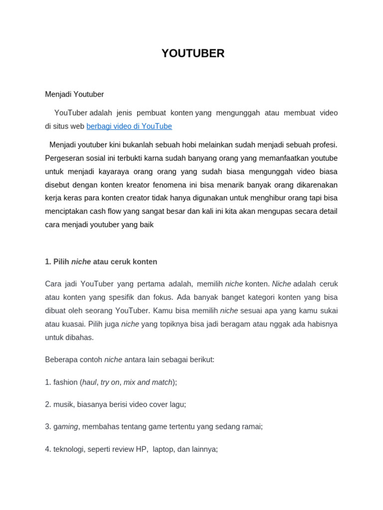 Youtuber | PDF | Karier & Perkembangan