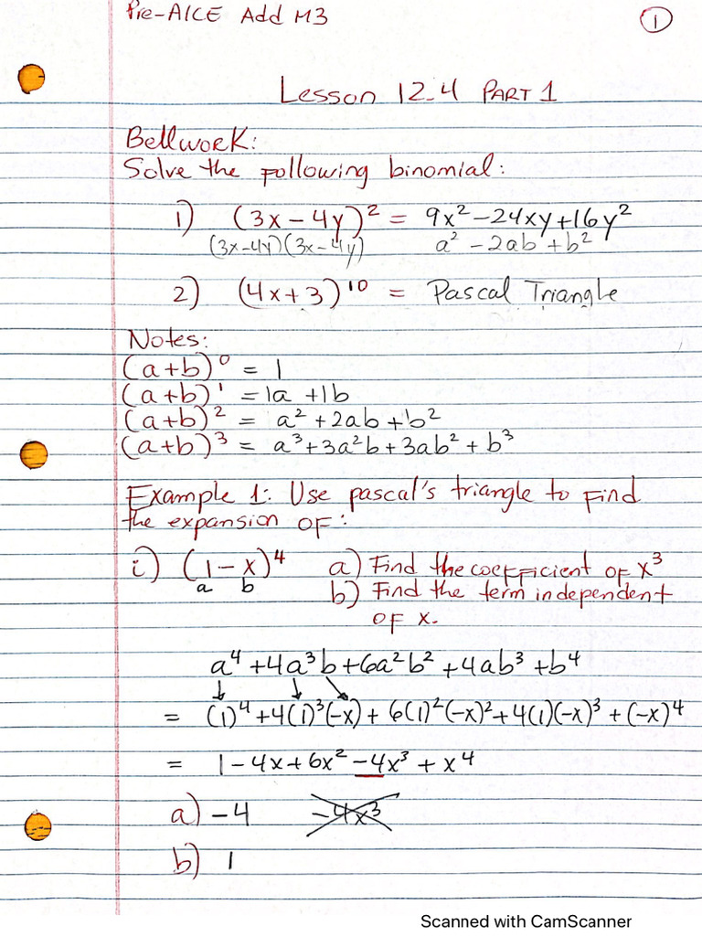 Lesson 12.4 Notes Pre-AICE Add M3 | PDF