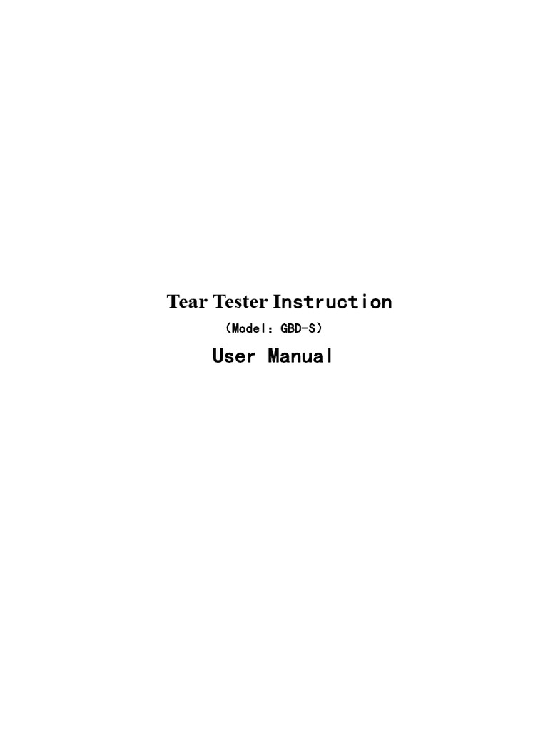 GBD-S Tear Tester Instruction Manual A4 (20230411) | PDF