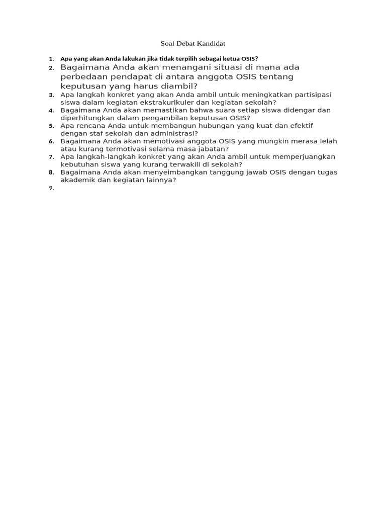 Soal Debat Kandidat | PDF