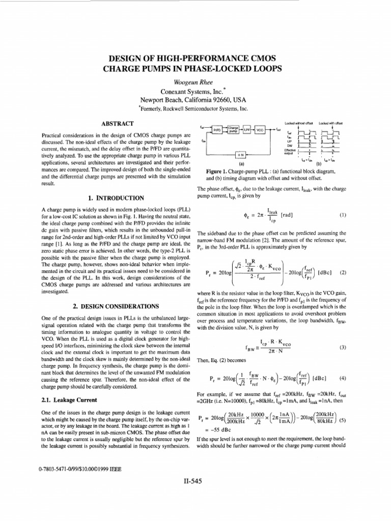 Design of High-Performance CMOS Charge Pumps in Phase-Locked Loops | PDF