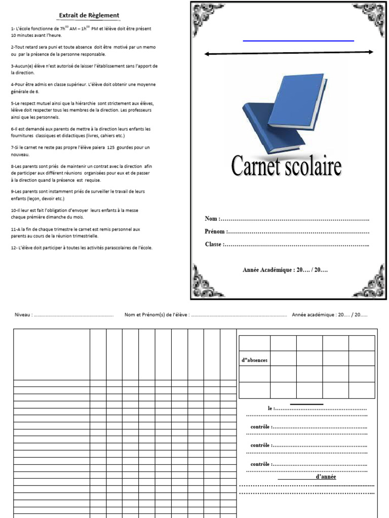 Carnet Scolaire # 2 | PDF