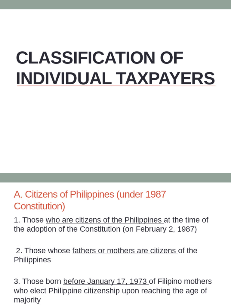 Classification-of-Individual-Taxpayers 2 | PDF | Self Employment ...