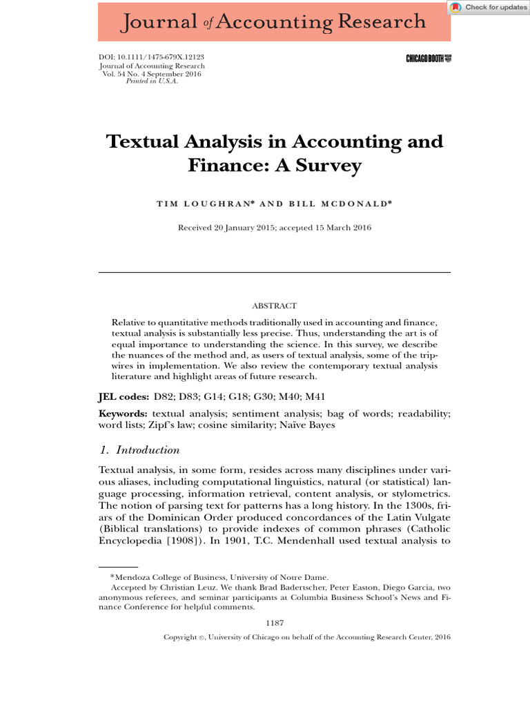 J of Accounting Research - 2016 - LOUGHRAN - Textual Analysis in ...