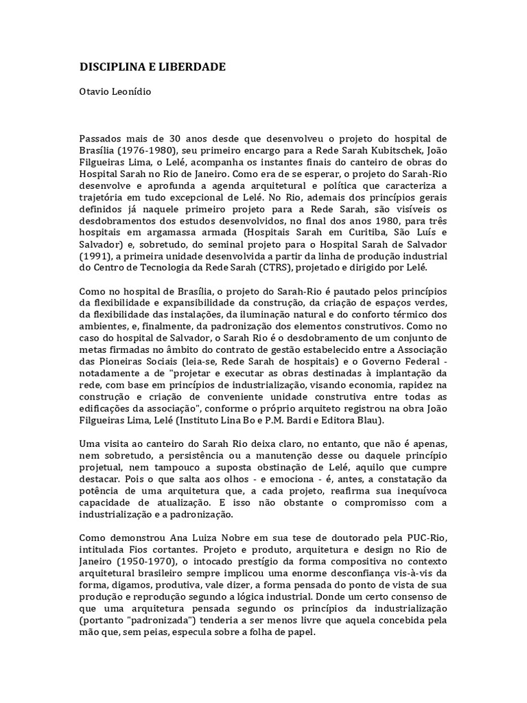Disciplina e Liberdade | PDF