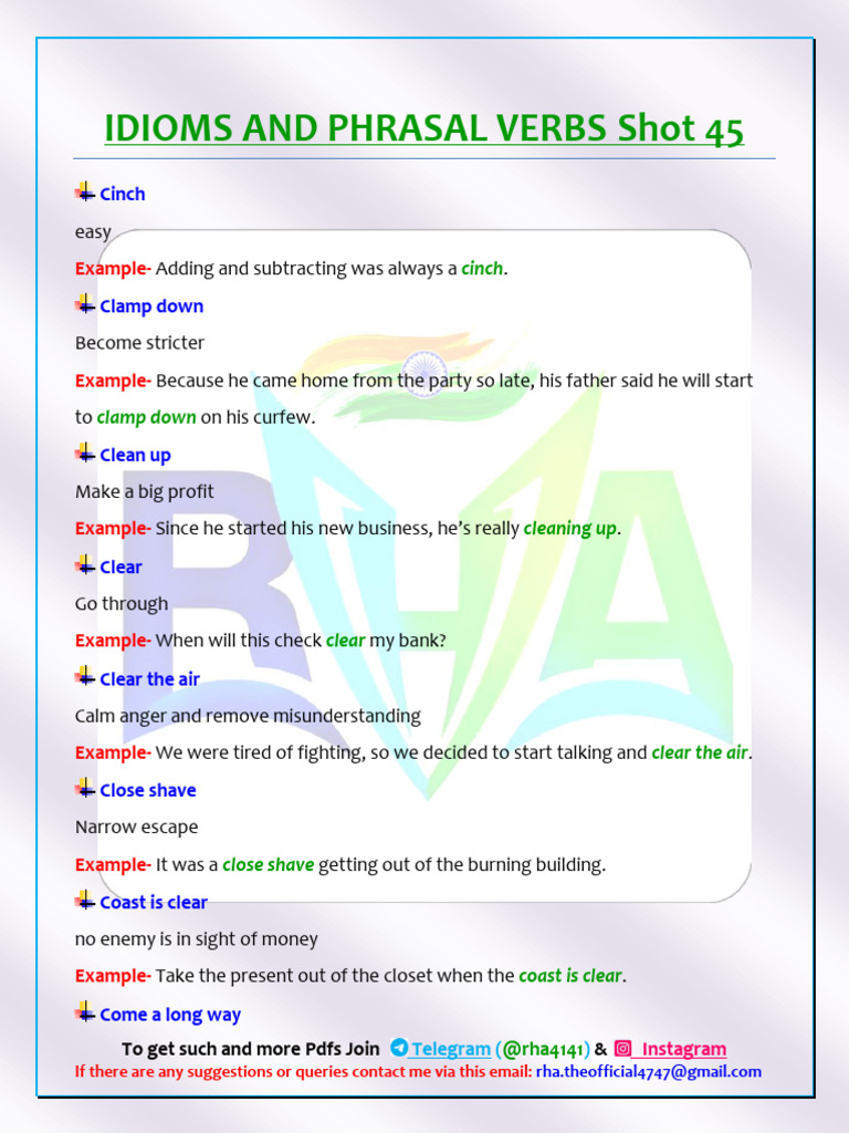 Idioms & Phrasal Verbs Shot 45 | PDF