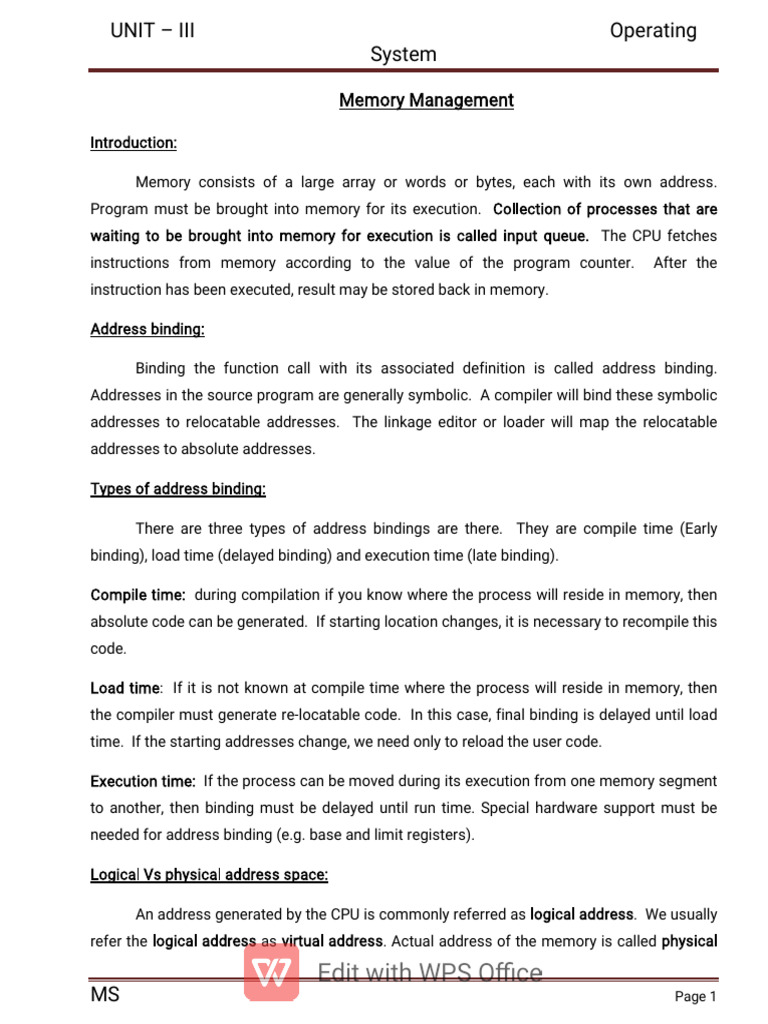 Memory Management Essentials | PDF | Process (Computing) | Computer Science