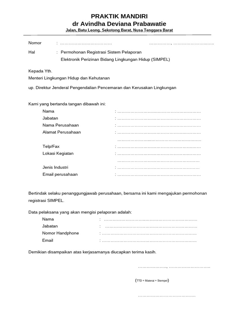 Formulir Pendaftaran Simpel 2 | PDF