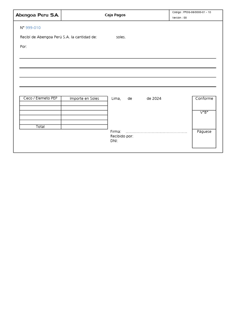 Planilla Caja Pagos Rev1 | PDF
