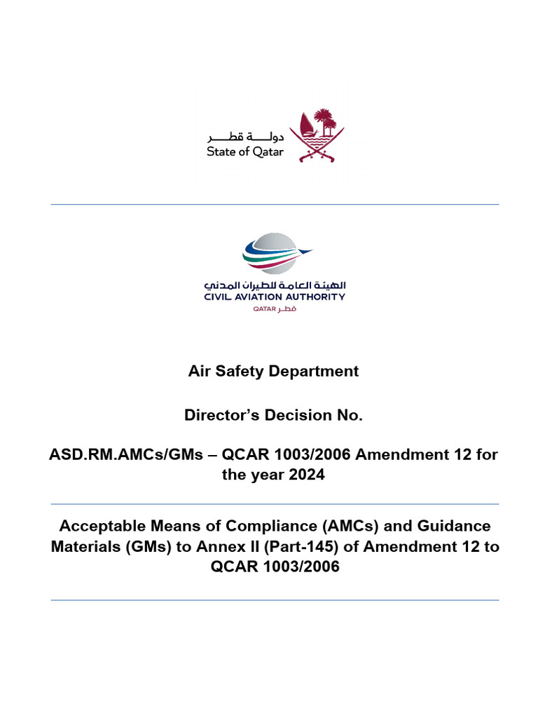 AMC and GM To Annex II (Part-145) of QCAR 1003 - 2006 | PDF