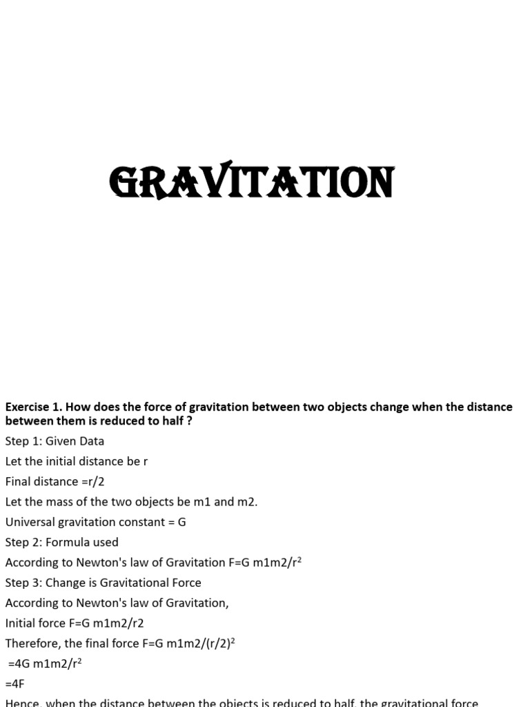Numericals On Universal Law | PDF | Force | Social Science