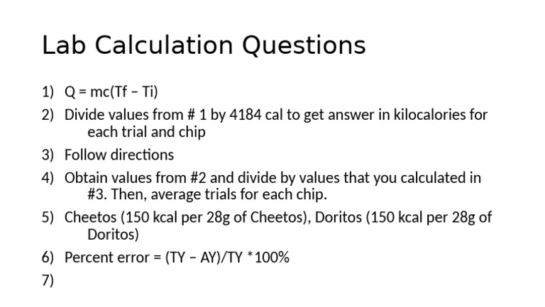 Lab Calculation Clarifications | PDF