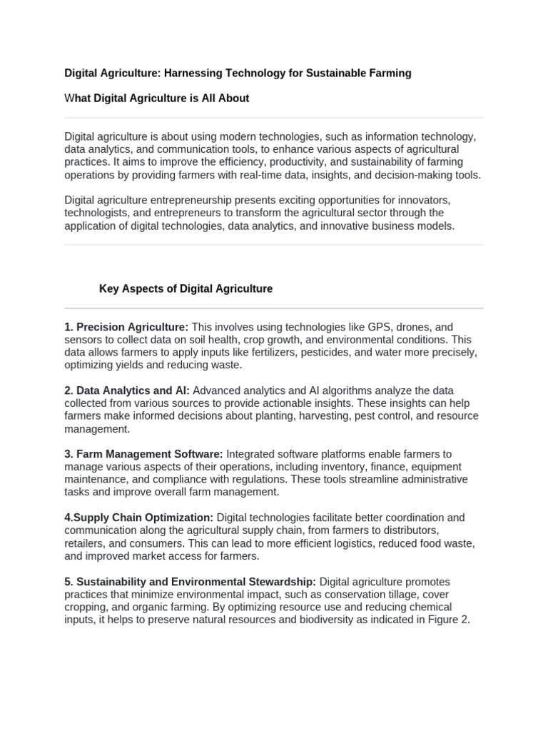Digital Agriculture - Harnessing Technology For Sustainable Farming ... Digital Agriculture - Harnessing Technology For Sustainable Farming ...