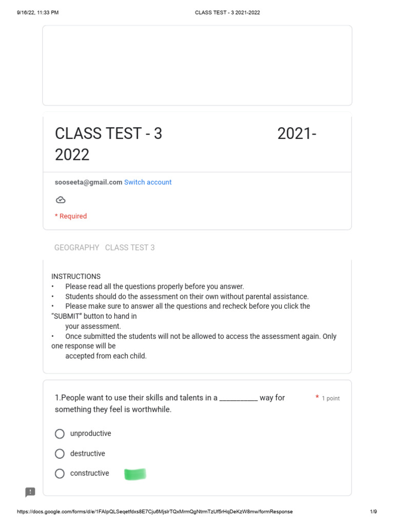 Class Test - 3 2021-2022 | PDF | Arabian Peninsula | Tourism