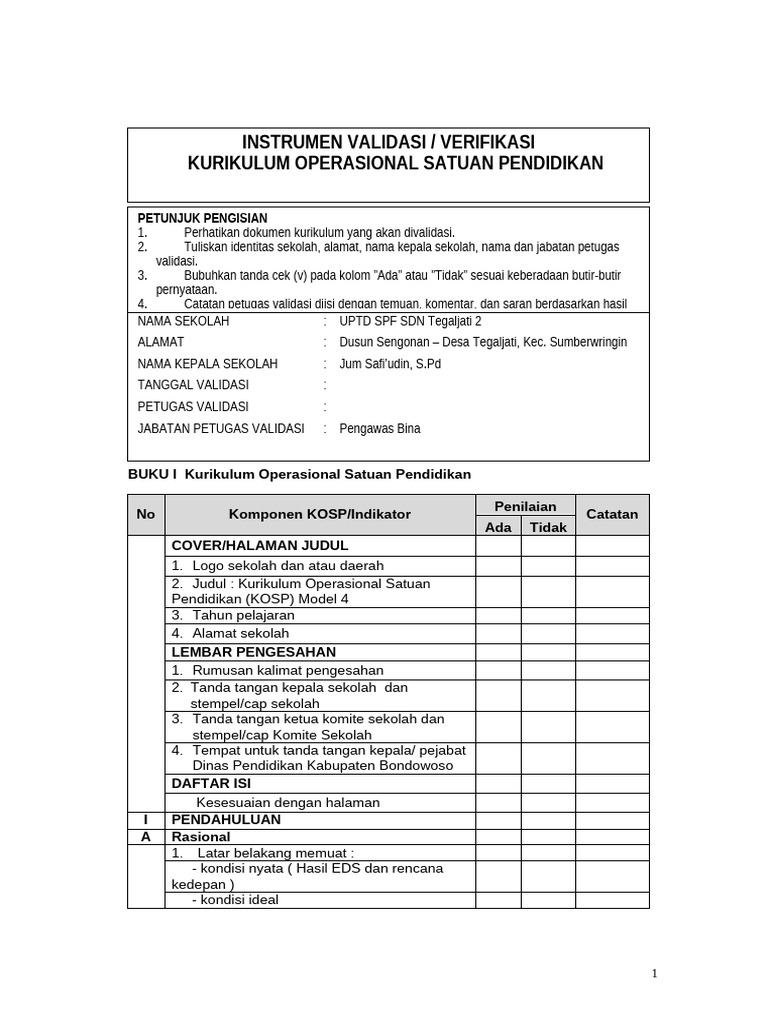 VALIDASI KOSP 2022 | PDF