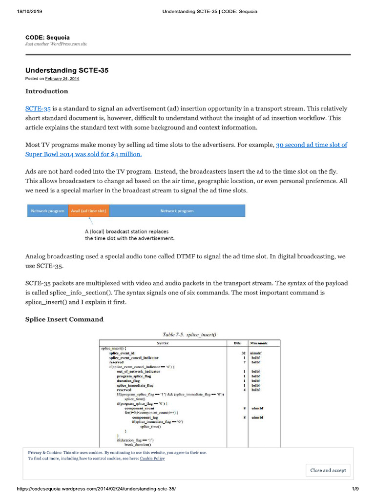 Understanding SCTE-35 | PDF