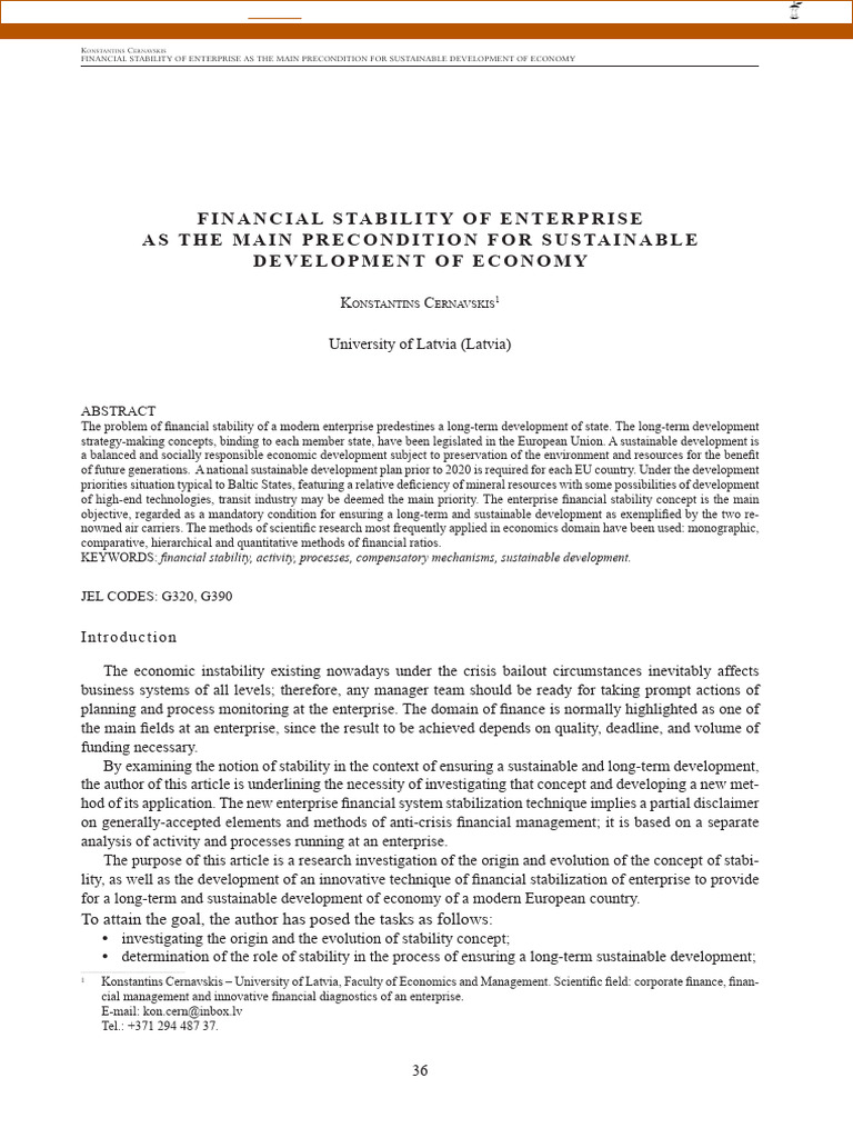 Financial Stability of Enterprise As The Main Precondition For ...