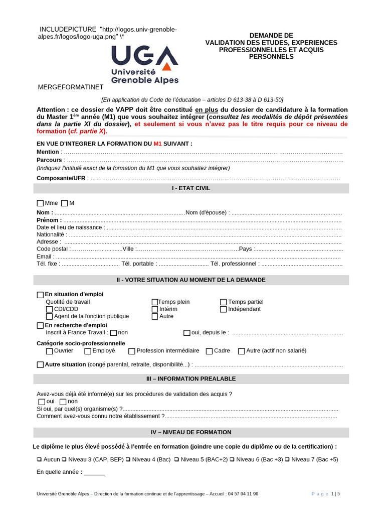 2 Dossier Vapp Uga 2024 m1 2 | PDF