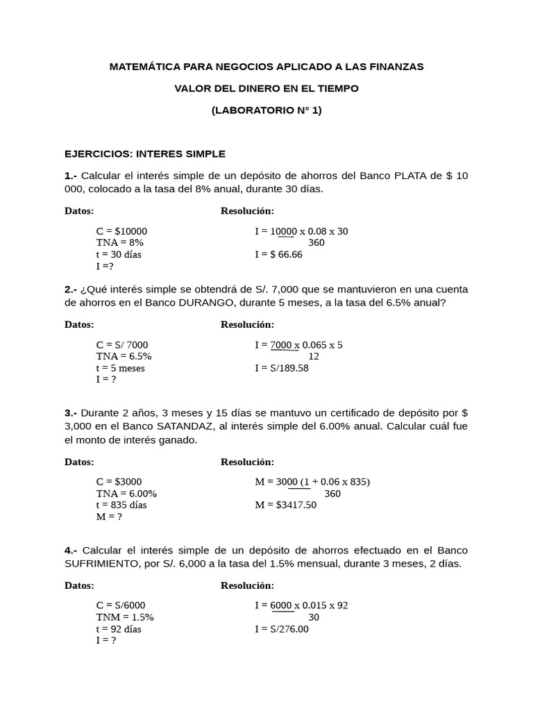 Tasas de Inter S PR Ctica - Docm | PDF