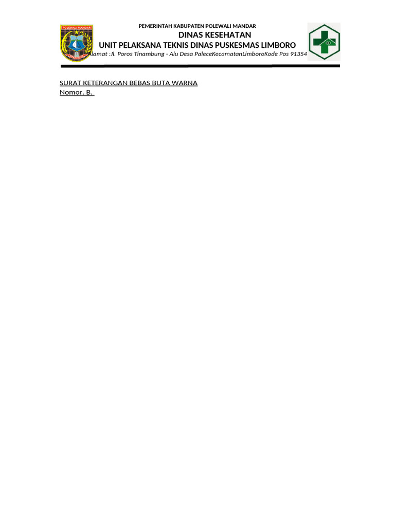 SURAT KETERANGAN BEBAS BUTA WARNA | PDF