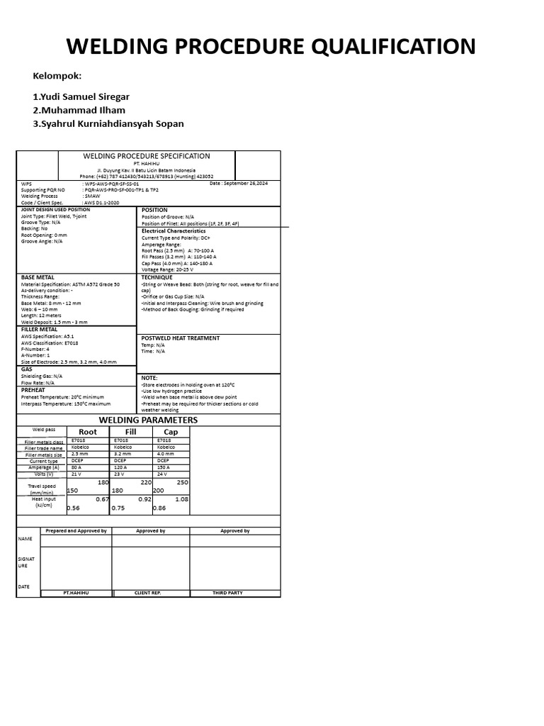 Welding Procedure Specification | PDF