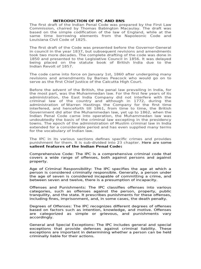 Introduction of Ipc and Bns | PDF