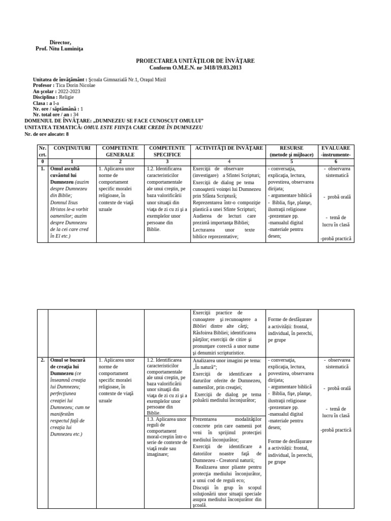 Planif Unitati | PDF