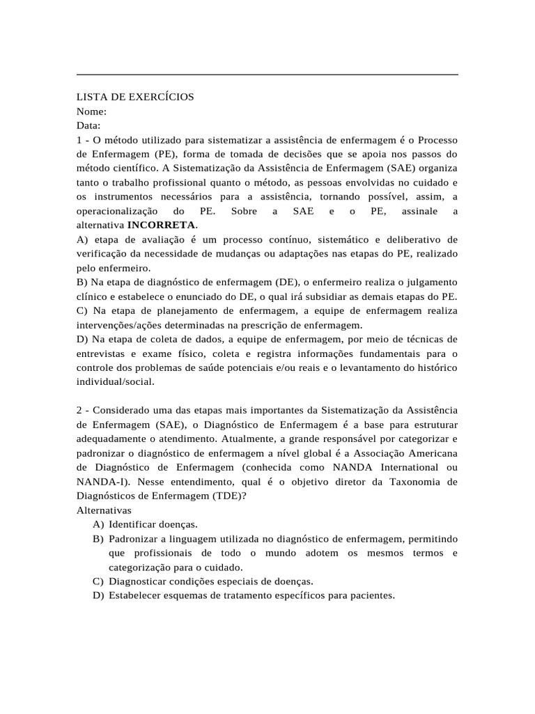 Lista de Exerc - Cios (8) - Sem Gabarito | PDF