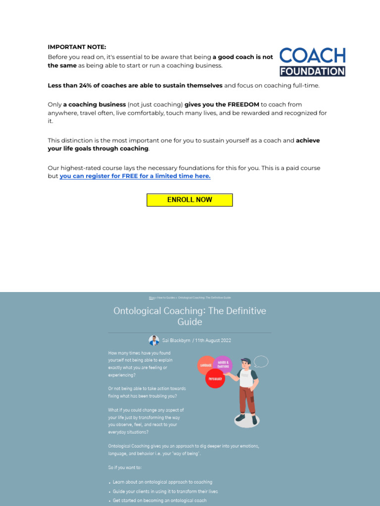 Ontological+Coaching+the+Definitive+Guide | PDF