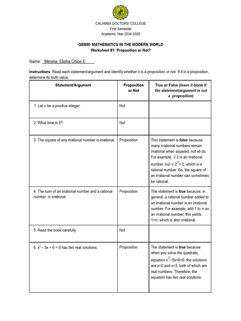 Midterm Worksheet #1 | PDF