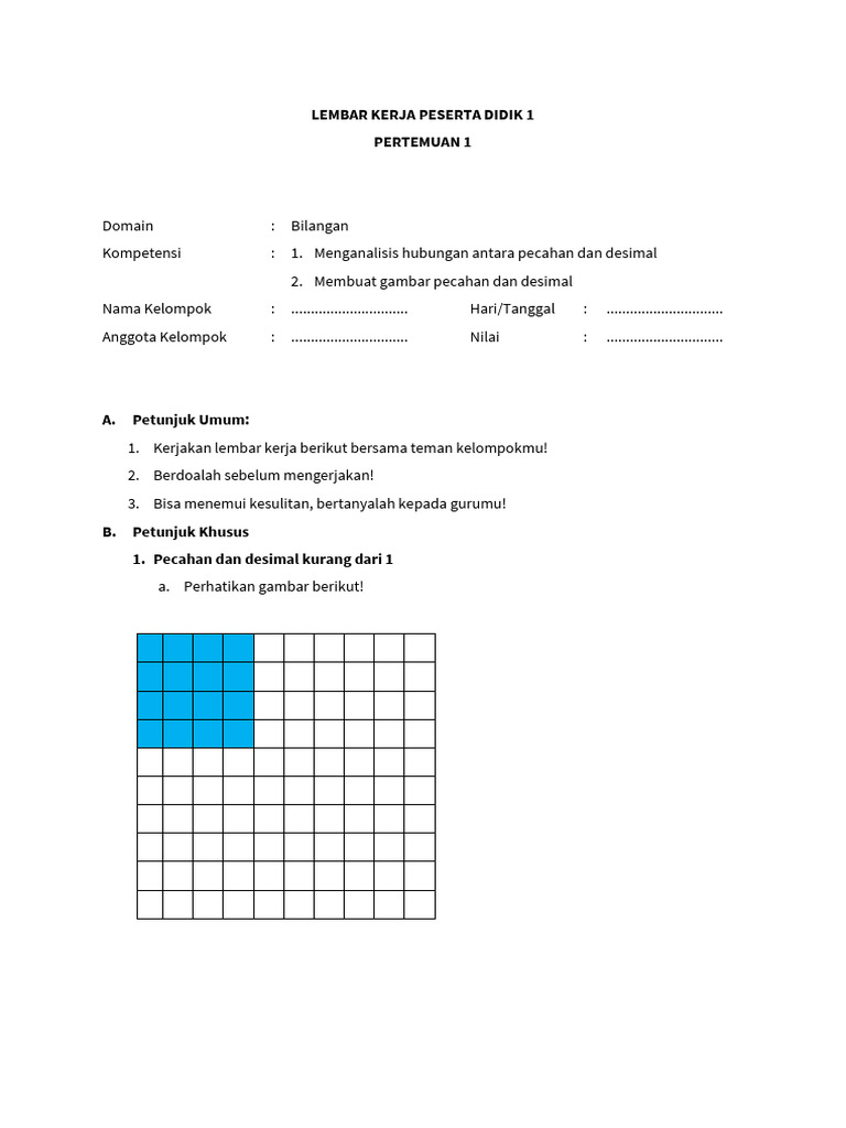 1. Lembar Kerja Peserta Didik 1 Pertemuan 1 | PDF