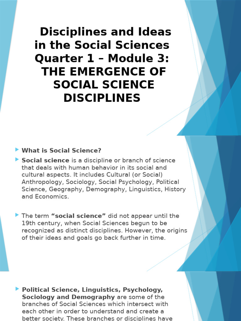 Diss Module 3 The Emergence of Social Science Disciplines | PDF