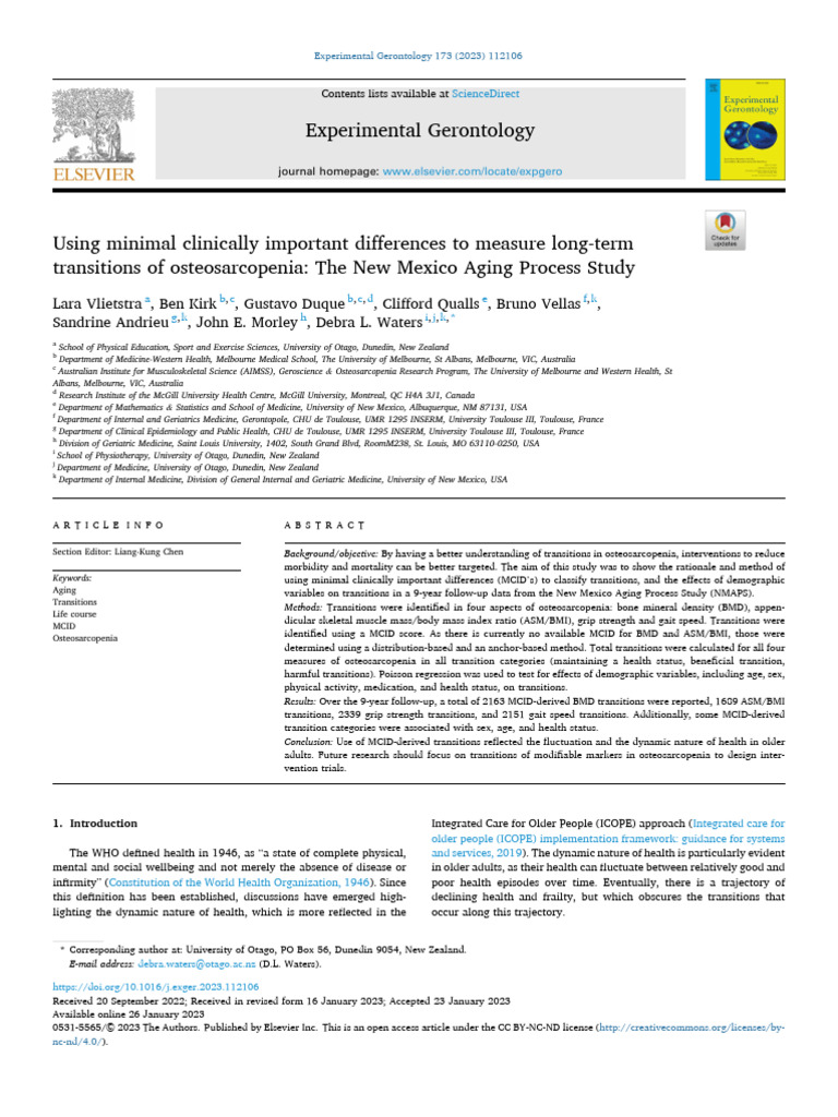 Using Minimal Clinically Important Differences To Measure Long-Term ...