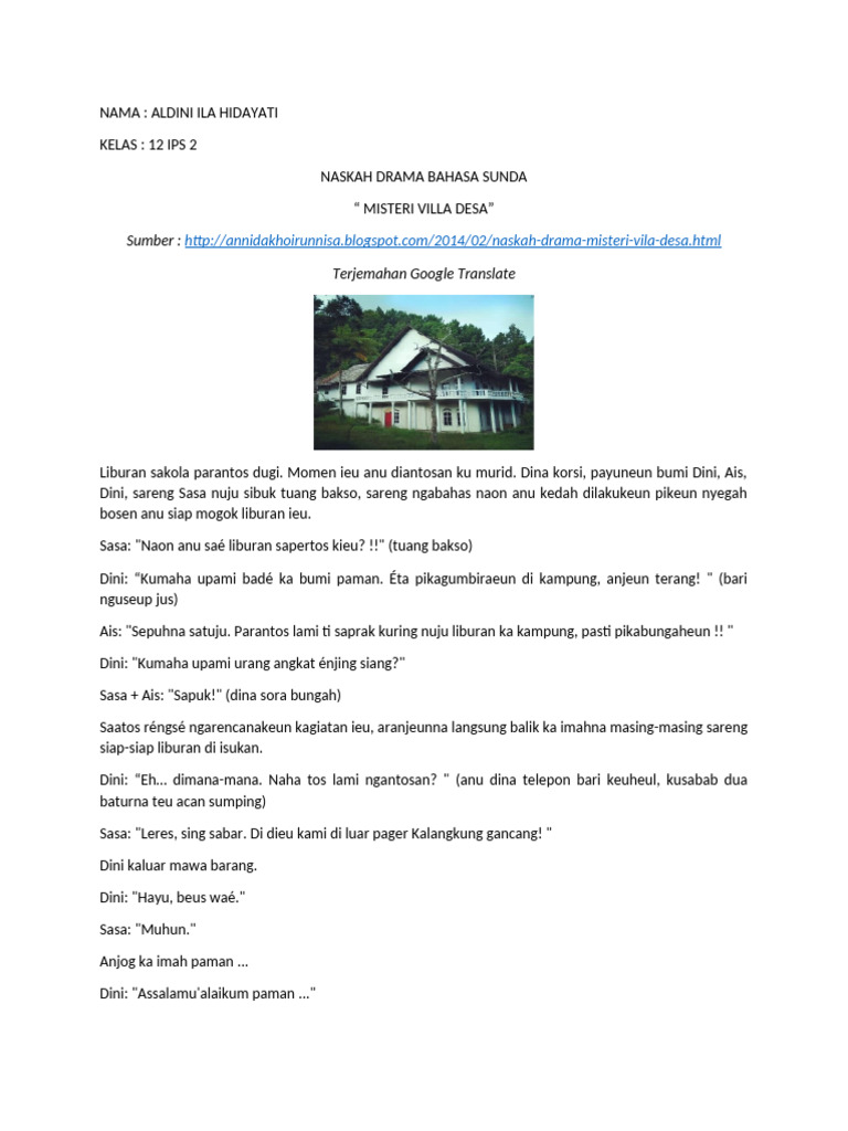 Tugas Analisis Carita Drama Basa Sunda | PDF