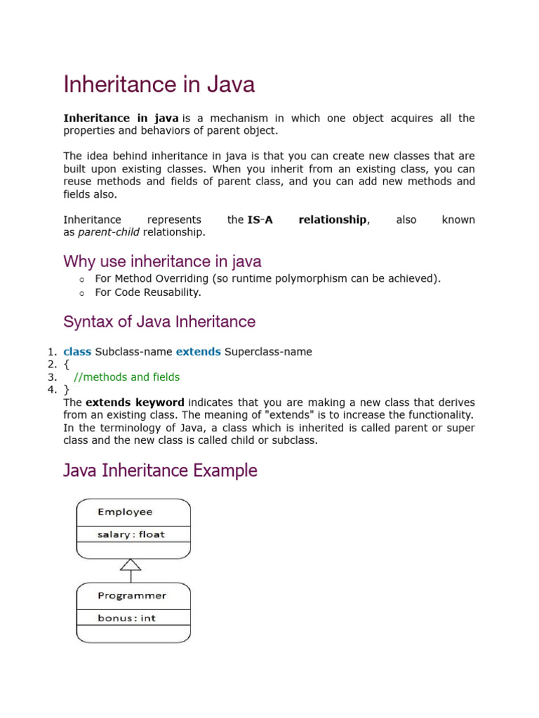 Inheritance in Java | PDF