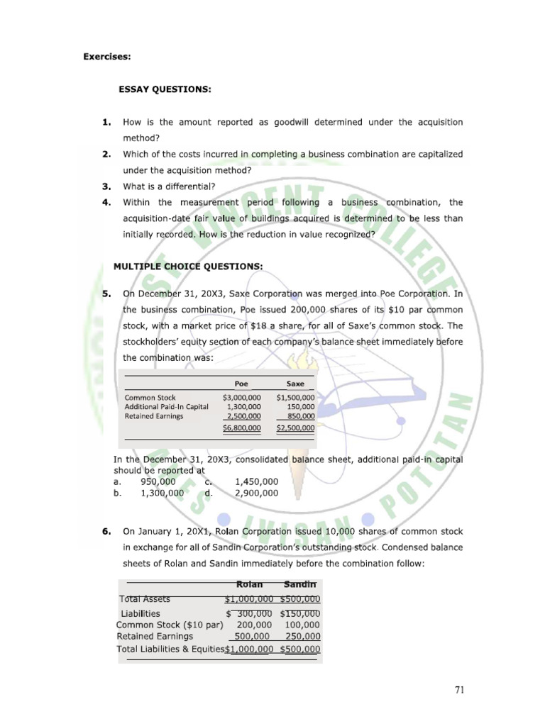 Adv1 Exercises 3 - Prelim | PDF