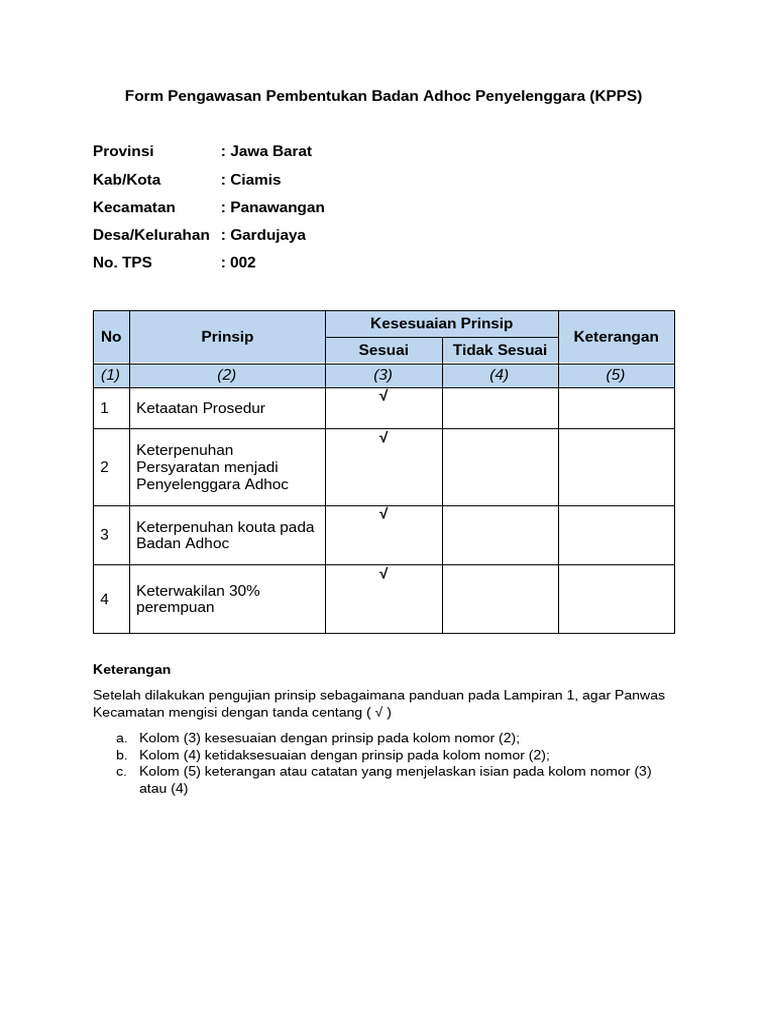 Gardujaya Alat - Kerja - Pengawasan - Pembentukan - KPPS TPS 002 | PDF