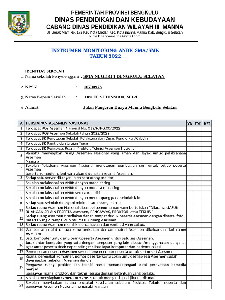 Instrumen ANBK 2022 | PDF