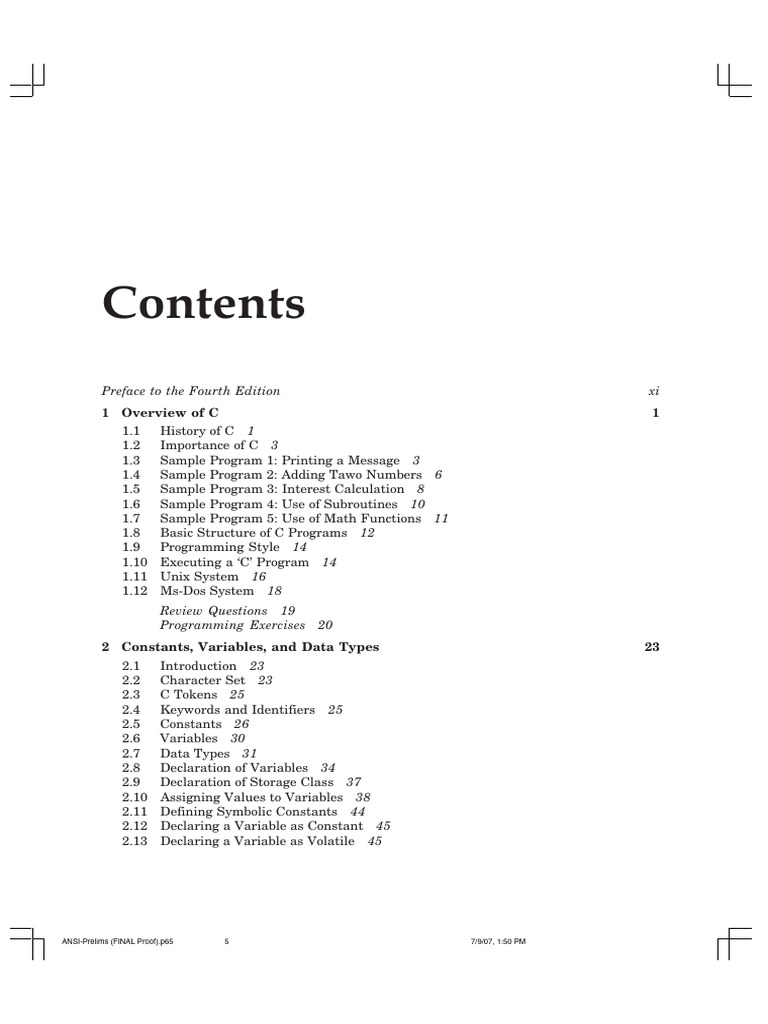Preface of Programming in ANSI C 4th Edition Textbook | PDF | Pointer ...