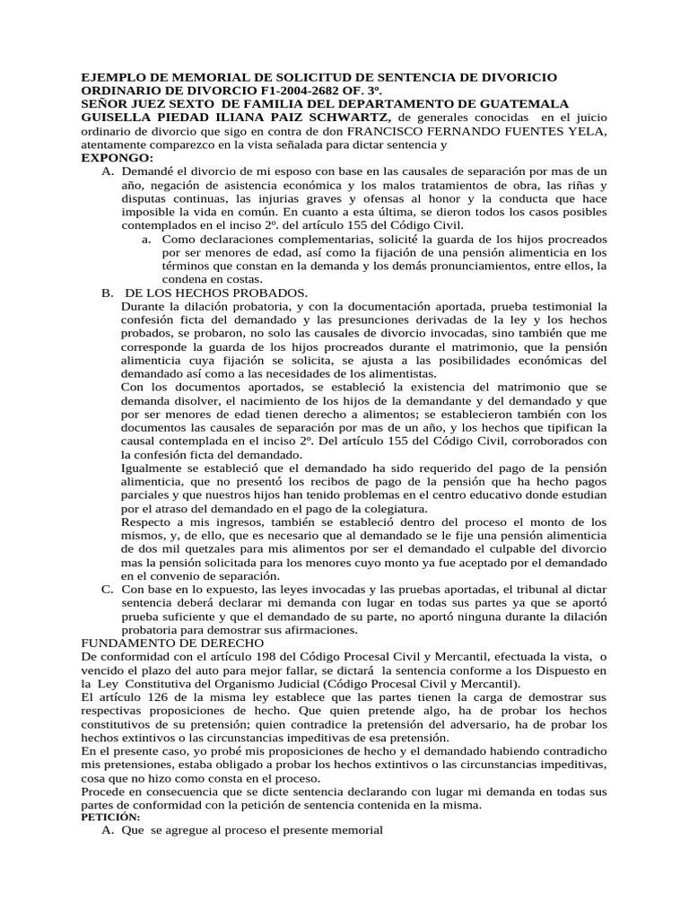 Sentencia de Divorcio | PDF