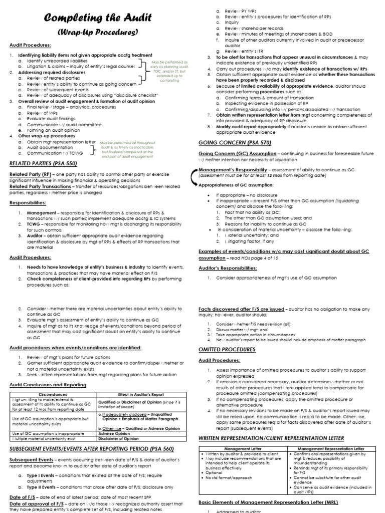 Completing The Audit | PDF