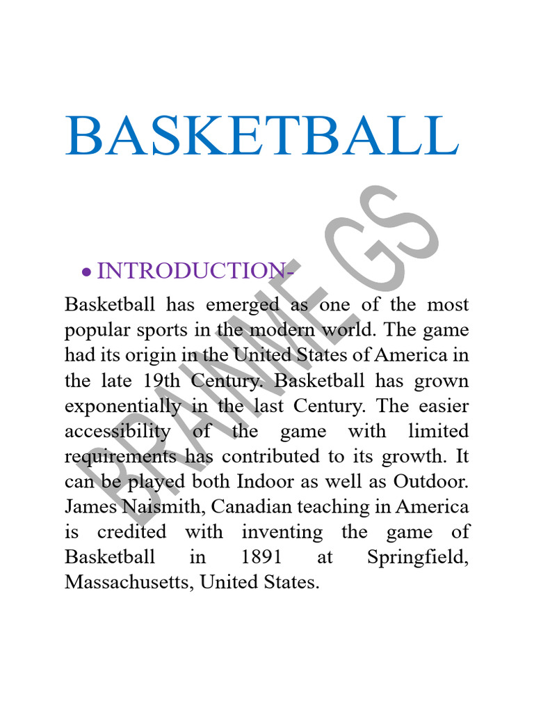 History and Basics of Basketball | PDF | Sports | Team Sports