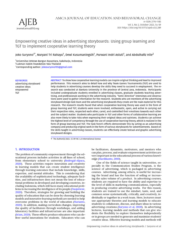 Empowering Creative Ideas in Advertising Storyboards Using Group ...