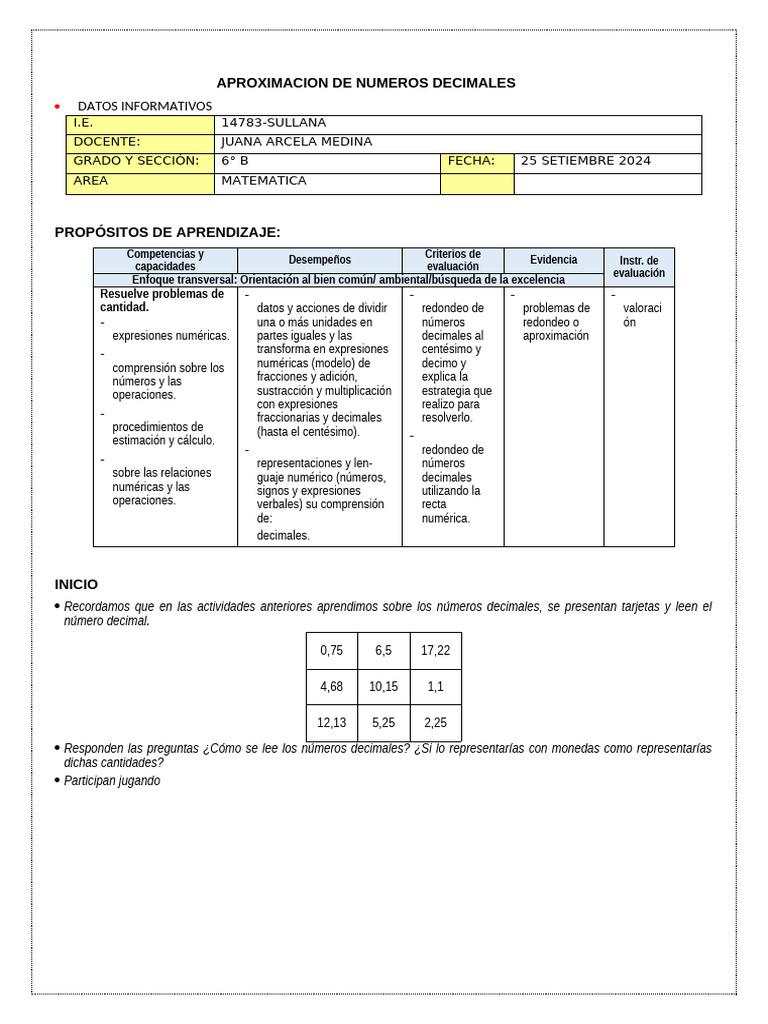 Redondeo Decimales | PDF